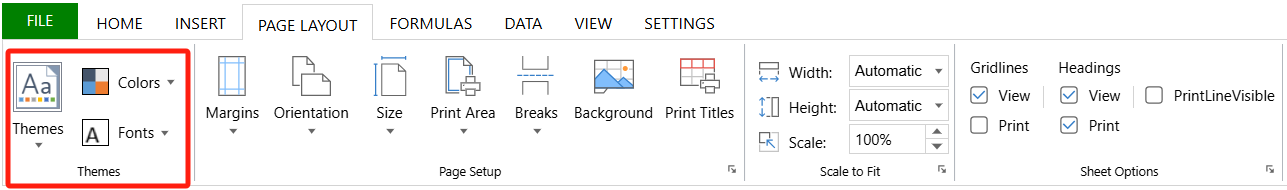 Create/Customize Page Themes | JavaScript Spreadsheet | SpreadJS