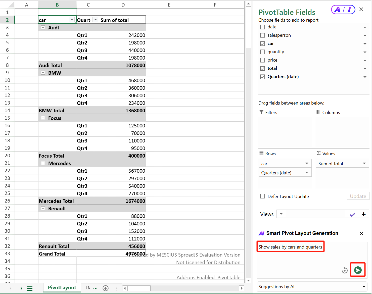 PivotTable Generation and Explanation | JavaScript Spreadsheet | SpreadJS